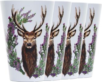 Puckator Set mit 4 Picknickgl&auml;sern aus rPET 450 ml - Wildhirsch