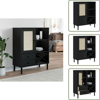 vidaXL Highboard senja Rattan-Optik Schwarz 90x40x112 cm Kiefernholz - Sideboard - Wohnzimmertisch - Regal - Holz Sideboard - Schwarzer Highboard - The
