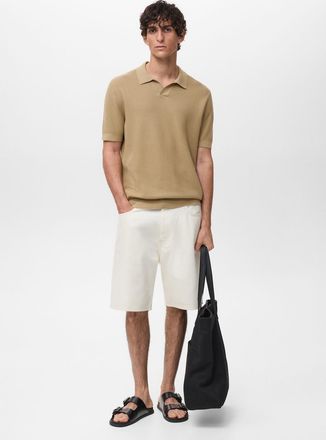 Mango Strukturiertes Baumwoll-Strickpolo beige - Herren - XXL - MANGO MAN