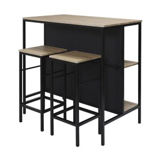 Paris Prix Paris Prix - Ilot de Cuisine & 2 Tabourets Loka 100cm Noir