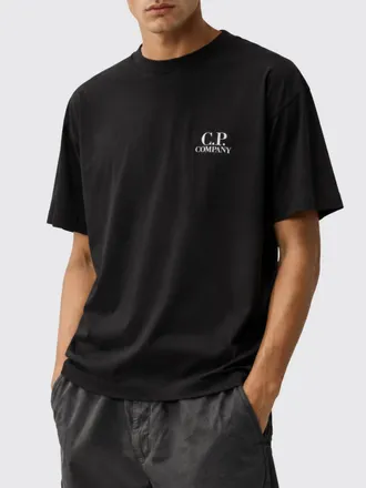 C.P. Company C. P. COMPANY Rundhals-T-Shirt aus Baumwolle mit Kontrast-Logo-Print und &uuml;berschnittenen Schultern