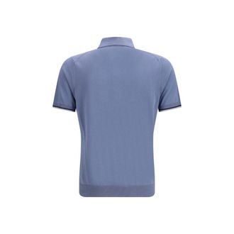 Moorer Mens Blue Cotton Polo Shirt