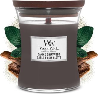 Woodwick Ellipsenförmige Duftkerze mit knisterndem Docht, Sand & Driftwood, bis zu 50 Stunden Brenndauer, Large, Ellipse