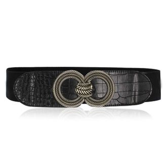 Glamexx24 Damen G&uuml;rtel Elastischer Tailleng&uuml;rtel G&uuml;rtel 6cm Breiter H&uuml;ftg&uuml;rtel mit Metal Haken Schnalle