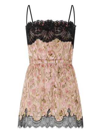 Roberto Cavalli robe courte à bords en dentelle - Rose