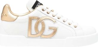 Dolce & Gabbana Femme, Chaussures, Blanc, Taille: 36 EU Portofino Leather Baskets