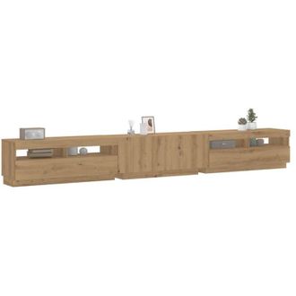 vidaXL Vidaxl - Meuble tv avec lumi&egrave;res led ch&ecirc;ne artisanal bois ding&eacute;nierie