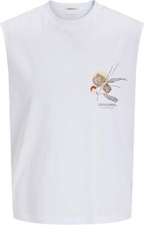 Jack & Jones Sleeveless Tee Joralmeria SS Crew Neck T-Shirt sans Manches, Blanc éclatant, M Hommes