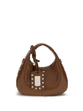 Ganni Leather Hobo Bag - Brown