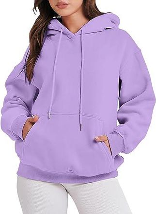 Generic Veste de Sport Femme Hiver Couleur Unie Sans Fermeture &Eacute;clair Manches Longues Grandes Tailles Pull Femme, lilas, XXL