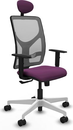 Piqueras y Crespo B&uuml;rostuhl mit 1D-Armlehnen, h&ouml;henverstellbare Lendenwirbelst&uuml;tze und festes Kopfteil, ausgestattet mit 3 Positionen und Schneidschaum, Grau/Violett