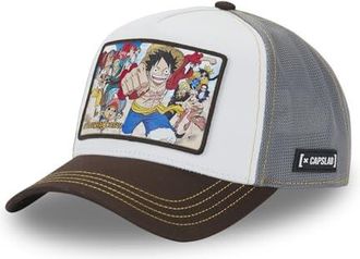 Capslab Casquette Homme One Piece, Casquette Trucker Luffy, Originale Manga Anime, Noir, Blanc, Gris, Taille TU
