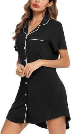 Generic Robe de chambre chaude et légère pour femme - Robe boutonnée à manches courtes - Vêtements de nuit printemps été vêtements de nuit simples - Peignoir 