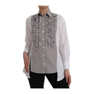 Dolce & Gabbana Chemise ray&eacute;e &agrave; manches longues - Femme - Blouses et Chemises - Blanc - Taille: 34 FR