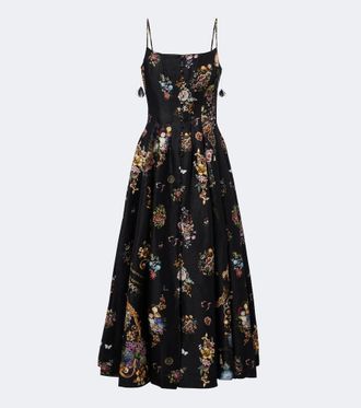 Camilla Robe longue &agrave; fleurs en lin et soie