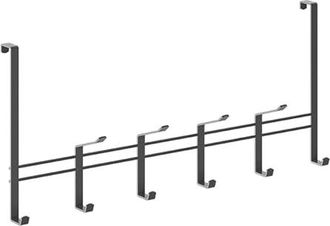 Metaltex Türhängeleiste 6 Haken, Lava Line schwarz, Türgarderobe zum Einhängen