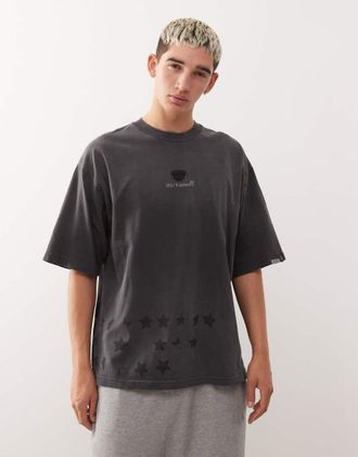 Aape By A Bathing Ape Aape By A Bathing Ape - T-shirt oversize avec imprim&eacute; fa&ccedil;on peinture en bombe - Gris