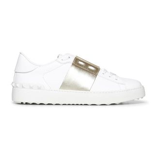 Valentino Garavani Femme, Chaussures, Blanc, Taille: 41 EU Baskets Slip-On Blanches avec Logo Dor&eacute;