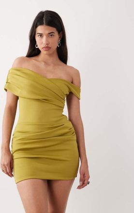 Asos Robe courte fronc&eacute;e en imitation n&eacute;opr&egrave;ne - Avocat-Vert