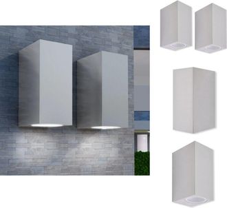 vidaXL Außenbeleuchtung - Living Außenwandlampe 2 Stk Leuchtet nach oben und unten - Silber