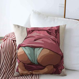 Generic Kissenbez&uuml;ge Rosa Beute Sexy M&auml;dchen Pyjamas Arsch Ges&auml;&szlig; Sitzen Sch&ouml;nheit Frau Erotische Nat&uuml;rliche Kissenbezug Weiche Sofa Dekoratives Kissenbez&uuml;ge, 