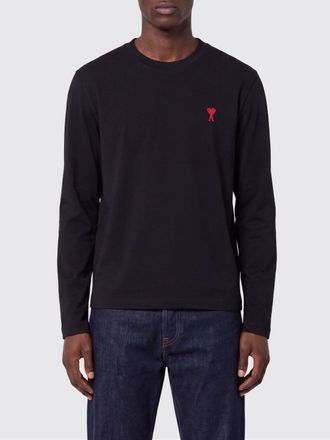 Ami Lang&auml;rmeliges Baumwolljersey-T-Shirt mit Logostickerei