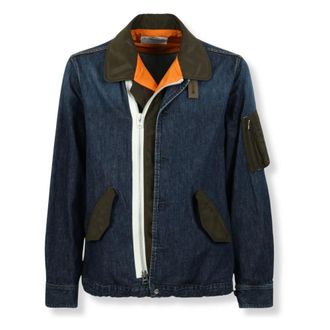 sacai Homme, Vestes, Bleu, Taille: XL Blouson en denim x serg&eacute; de nylon