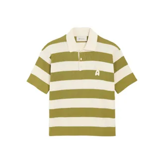 Ami Striped Appliqu&eacute; Polo Shirt