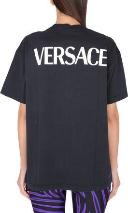 Versace Oversized Logo Print T-Shirt - Black
