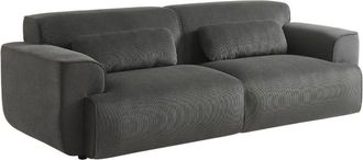 Sweeek Canap&eacute;. Wallas. 3 places. tissu velours c&ocirc;tel&eacute; L 230 x P 98 x H 73cm Velours c&ocirc;tel&eacute; Gris fonc&eacute;