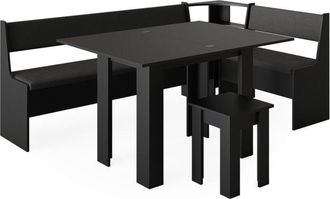 Vicco Groupe de banquettes dangle Roman, Noir, 120 x 41.5 cm avec table
