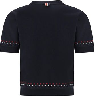 Thom Browne Womens Snowflakes T-Shirt Black Cotton T-Shirts And Polos