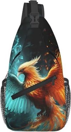 Generic Léger Sacoche Tactique Phénix de feu et deau Sacs à Bandoulière Polyester,Casual Sac DEpaule pour Camping Homme école