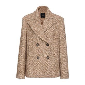 Pinko Brauner Double-Breasted Casual Mantel - - Jackets - Damen - Braun - L