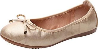 Rismart Femmes Danse Glisser sur Plat Bowknot Élégant Doux Ballerines Chaussures SN02829(Or,39.5 EU)