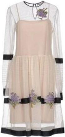 Red Valentino Femme, Robes, Beige, Taille: 34 FR Vestido de terciopelo ribete satinado