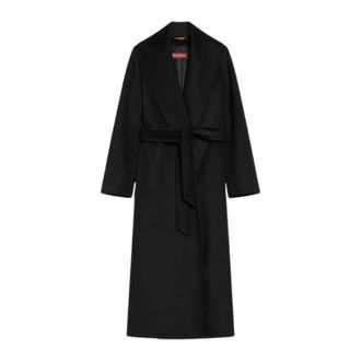 Max Mara Schwarzer Woll-Drap Bademantel Mantel - - Coats - Damen - Schwarzk - S
