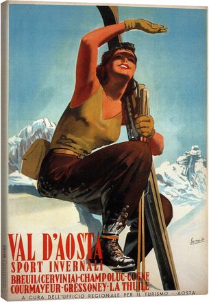 Posterlounge Val dAosta Leinwandbild von Vintage Ski Collection 50 x 70 cm Wandbilder Wanddeko