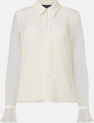 Gucci Chemise en soie &agrave; dentelle