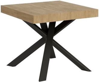 Les Tendances Petit table carrée extensible 90x90 à 194cm chêne clair et anthracite Karzy