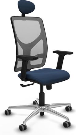 Piqueras y Crespo B&uuml;rostuhl, blau, mit 2D-Armlehnen, h&ouml;henverstellbarer Lendenwirbelst&uuml;tze und festem Kopfteil, ausgestattet mit 3 Positionen und Schneideschaum, Grau/M