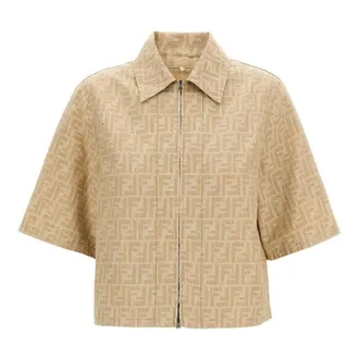 Fendi Chambray Cropped Denim Jacket - - Jackets - Damen - Beige - 2XS