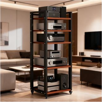 Generic Audio Rack HiFi Regal 5-lagiges Eckregal F&uuml;r AV-Medien, Audio-Video-Medienst&auml;nder/Entertainment-Center, Verst&auml;rker/Lautsprecher/Plattenspieler/CD-Rack
