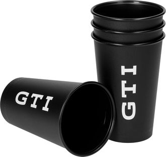 Volkswagen 3A4069604 Getränkebecher (4 Stück) Becher GTI Design Trinkbecher Cup 300ml, schwarz