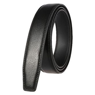 Generic Ceinture en cuir r&eacute;glable automatique sans boucle pour homme 32, Noir, taille unique