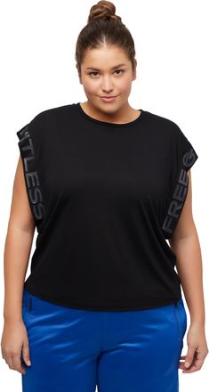 Ulla Popken Damen Flügel-shirt, Cropped T Shirts, Schwarz, 50-52 EU