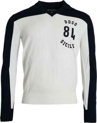 Dolce & Gabbana Homme, Pulls, Blanc, Taille: XS Sicilia Henley Sweater