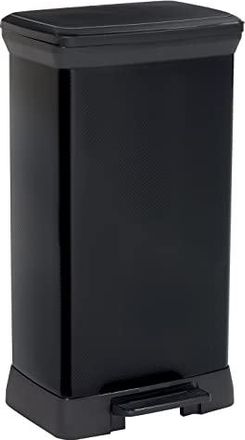 Curver Decobin Abfalleimer, 50 l, Rect Carbon, Schwarz, 80% recyceltes Material, 39 x 29 x 72 cm