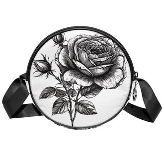 Generic Sac &agrave; bandouli&egrave;re Circle pour femme, petit sac &agrave; bandouli&egrave;re noir et blanc avec fermeture &eacute;clair, bretelles r&eacute;glables, sac &agrave; main rond d&eacute;contract&eacute; pou