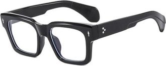 Generic Lunettes de soleil carrées tendance pour homme avec rivets rétro UV400, Noir/transparent, Taille unique